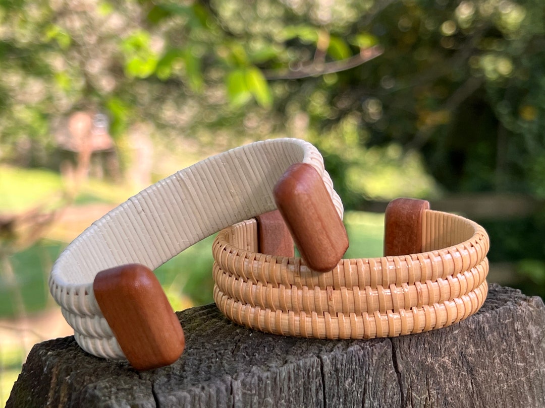 3/4 Nantucket Basket Bracelet With Wood End Caps - Etsy
