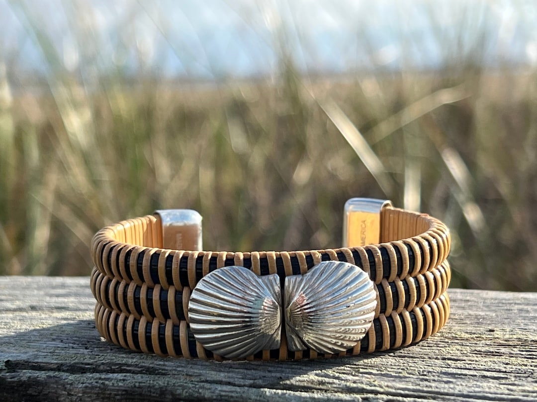The Port Cuff. Sterling Scallop Shells Nantucket Basket Bracelet - Etsy