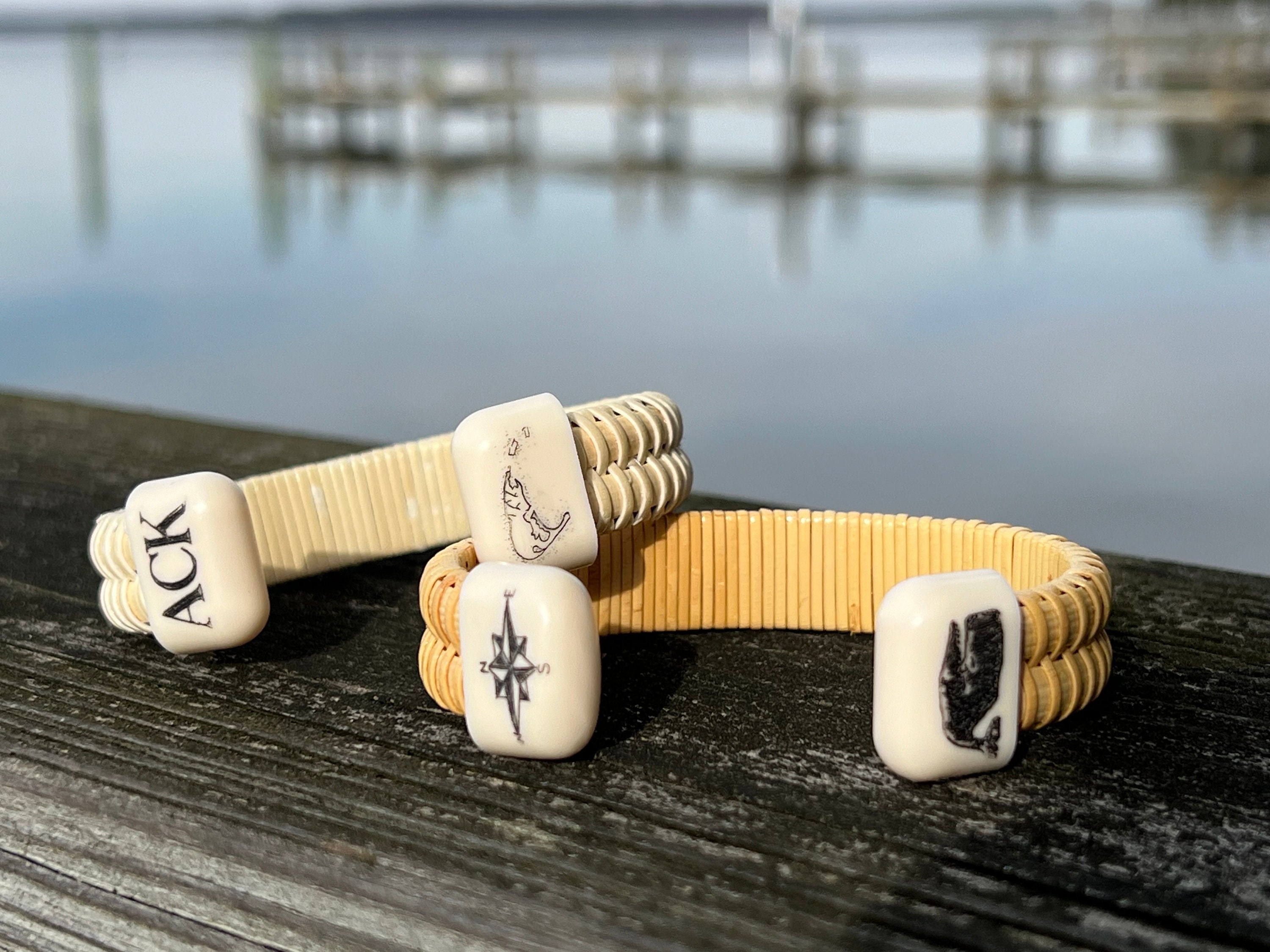 1/2” Nantucket Basket Bracelet With Acrylic End Caps - Etsy