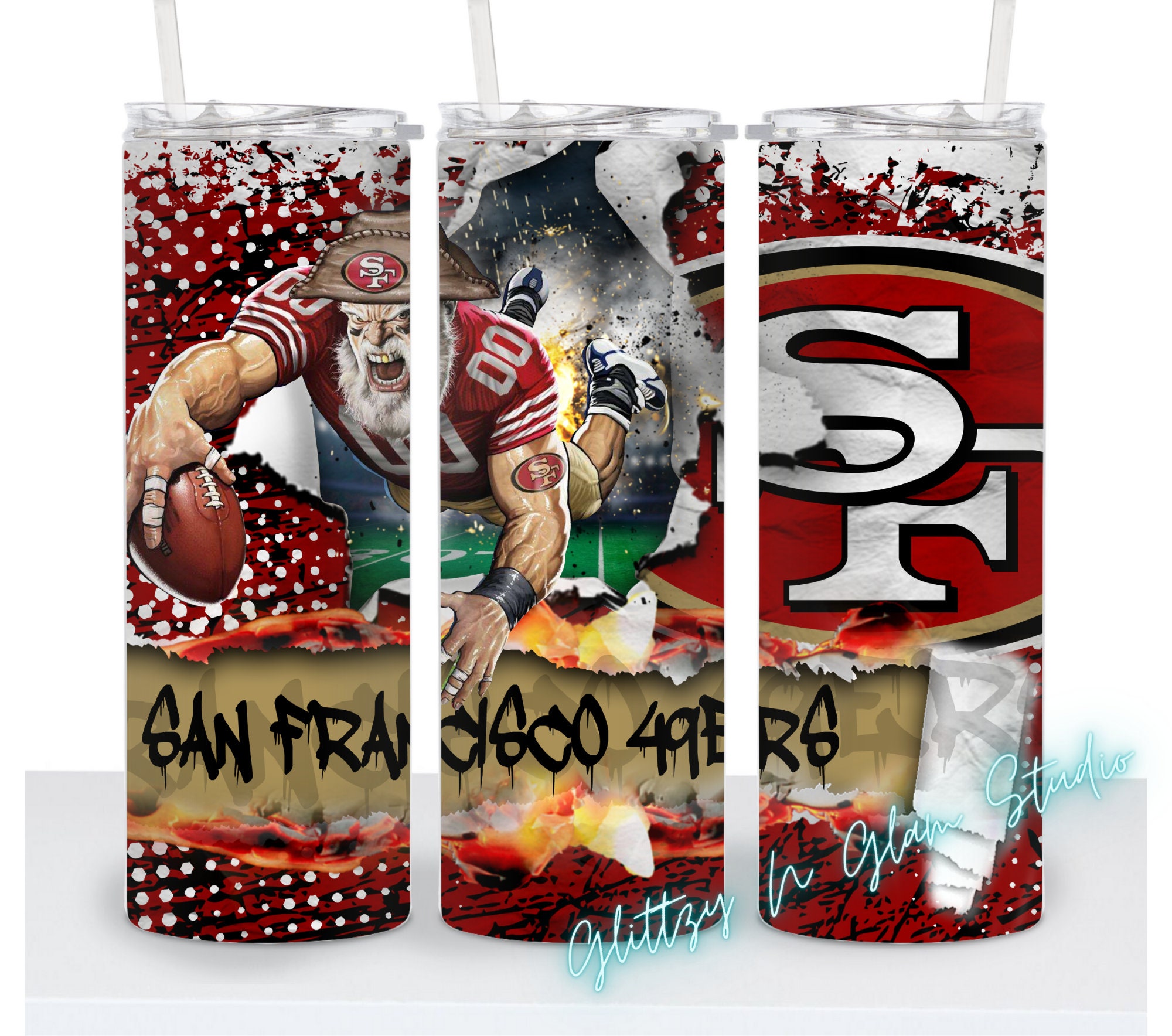 San Francisco 49ers Grunge Breakthrough Sublimation 20 Ounce Tumbler - Etsy
