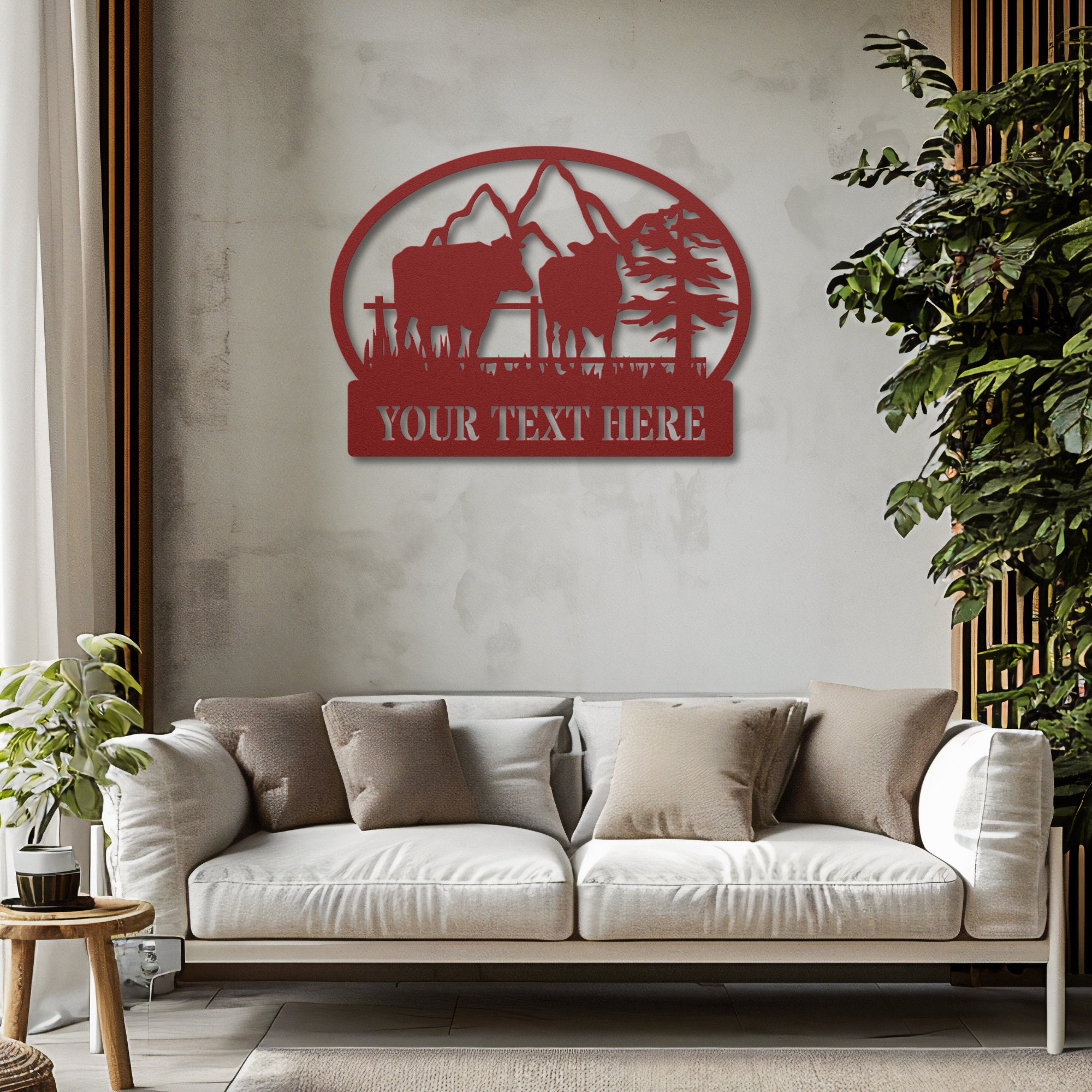 Custom Family Name Cattle Ranch Metal Name Sign, Personalized Cattle ...