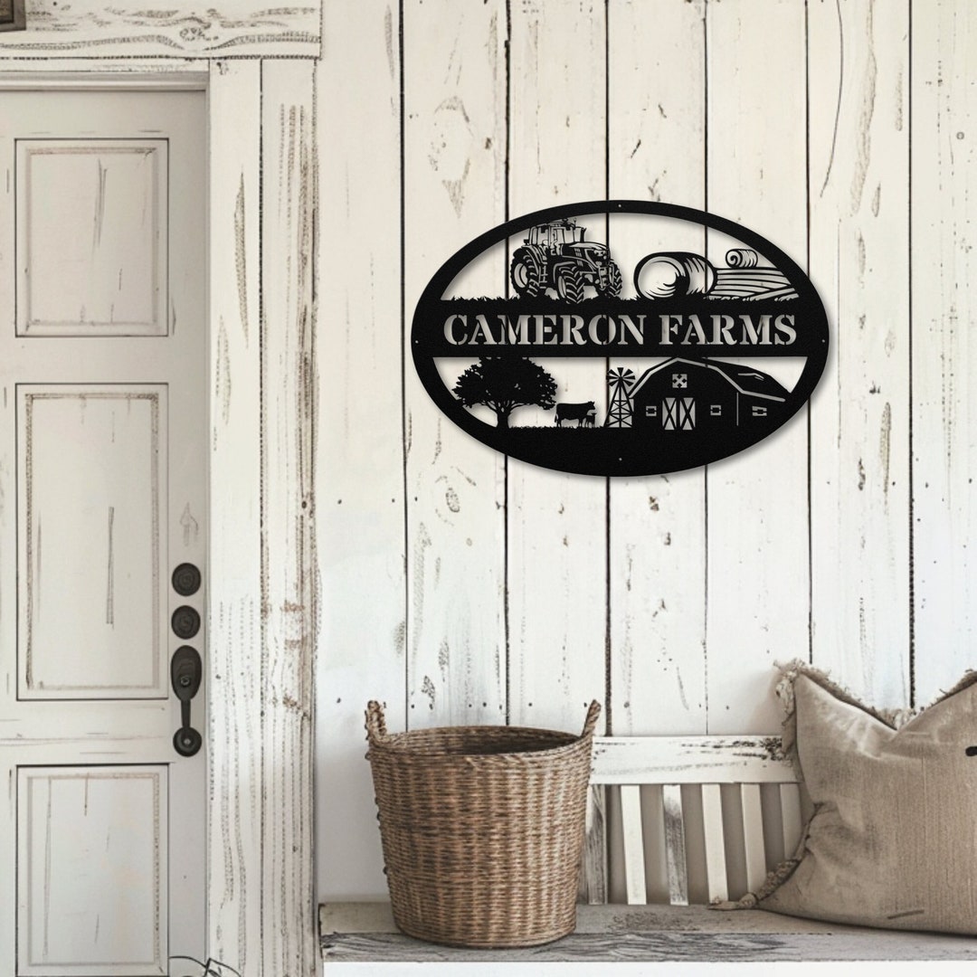 Custom Family Name Farm Metal Art Sign, Housewarming Gift for a Farmer ...