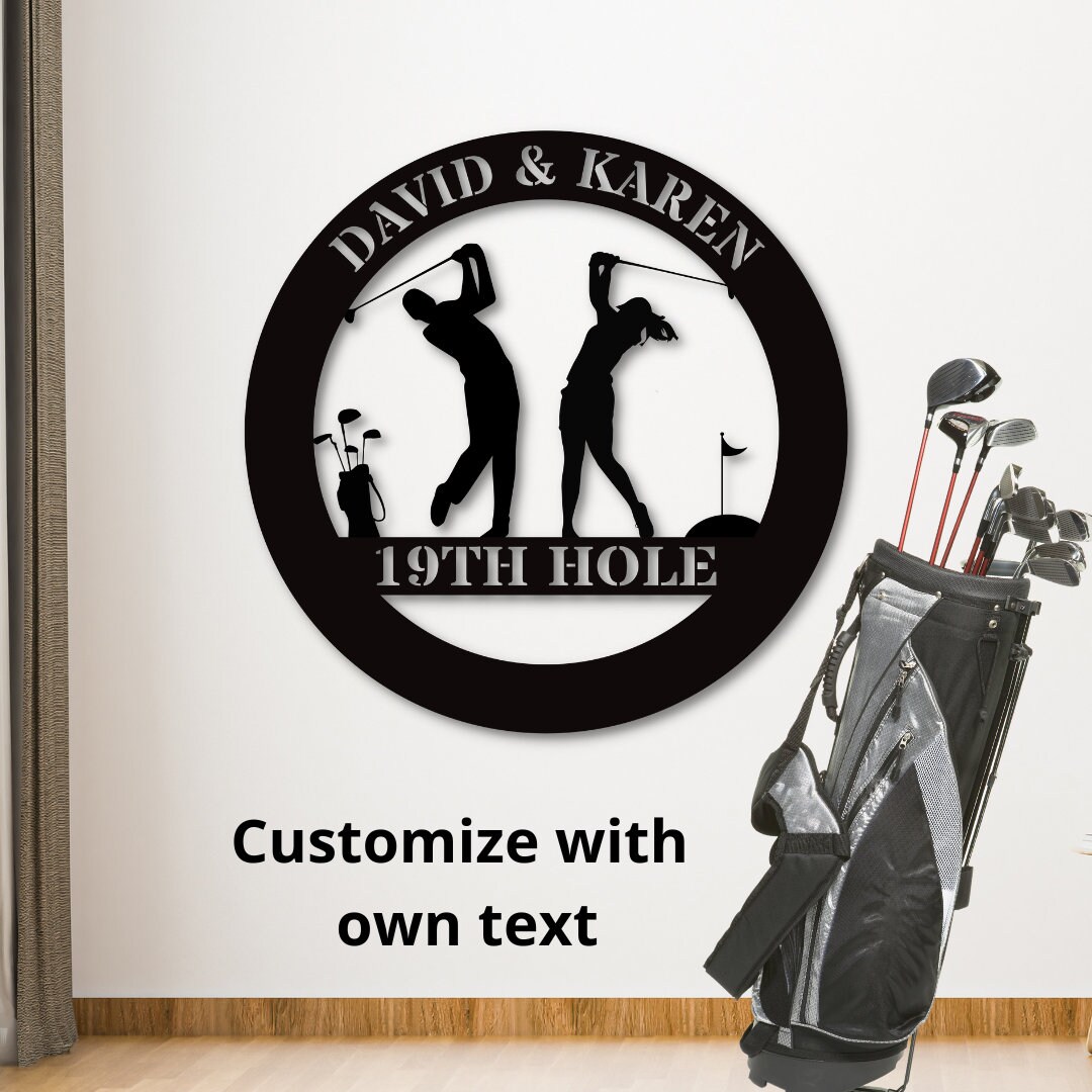 Golf Couple Monogram Sign Art Personalized, Custom Name Metal Wall Gift ...