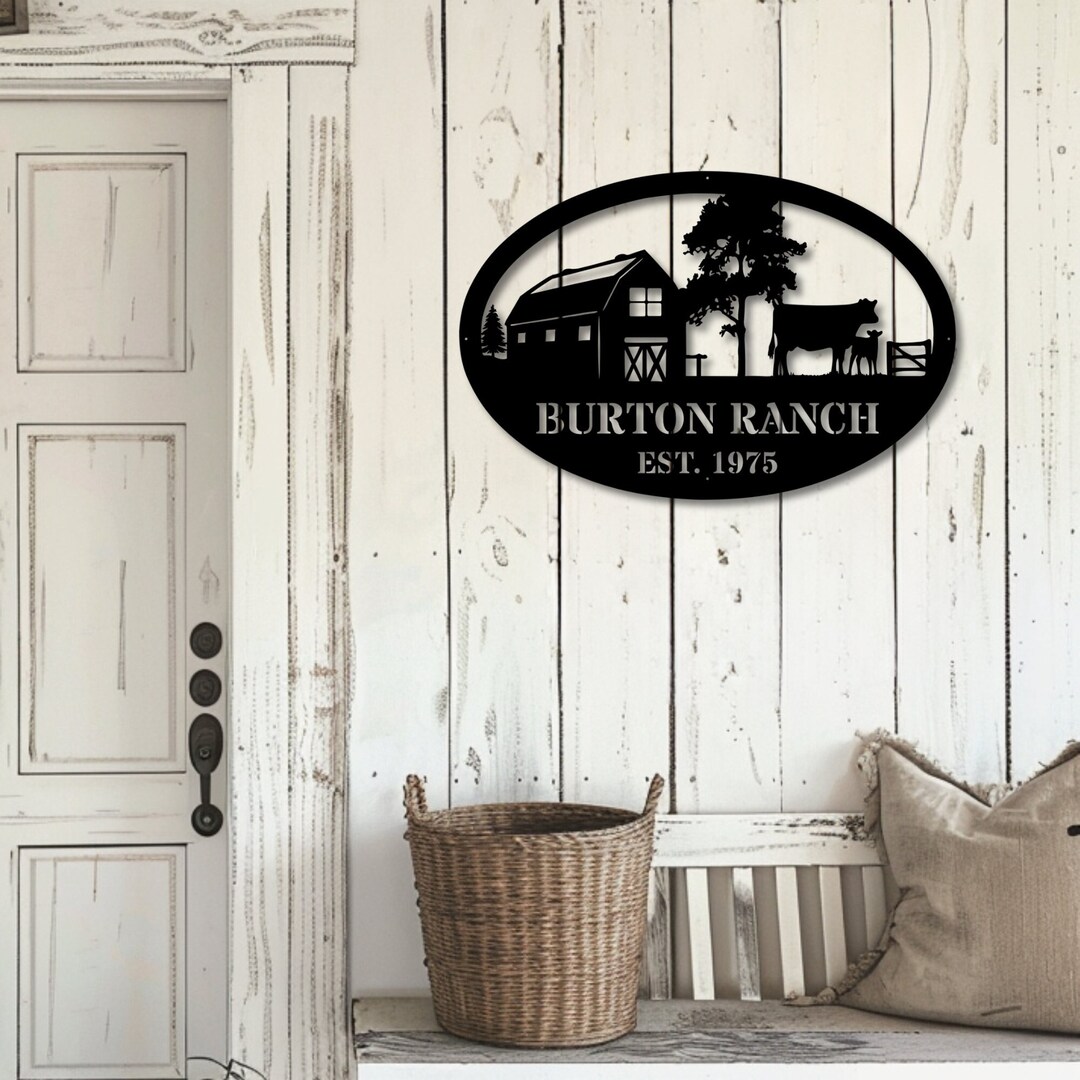 Custom Family Ranch Name and Date Metal Art Sign, Personalized Cattle ...