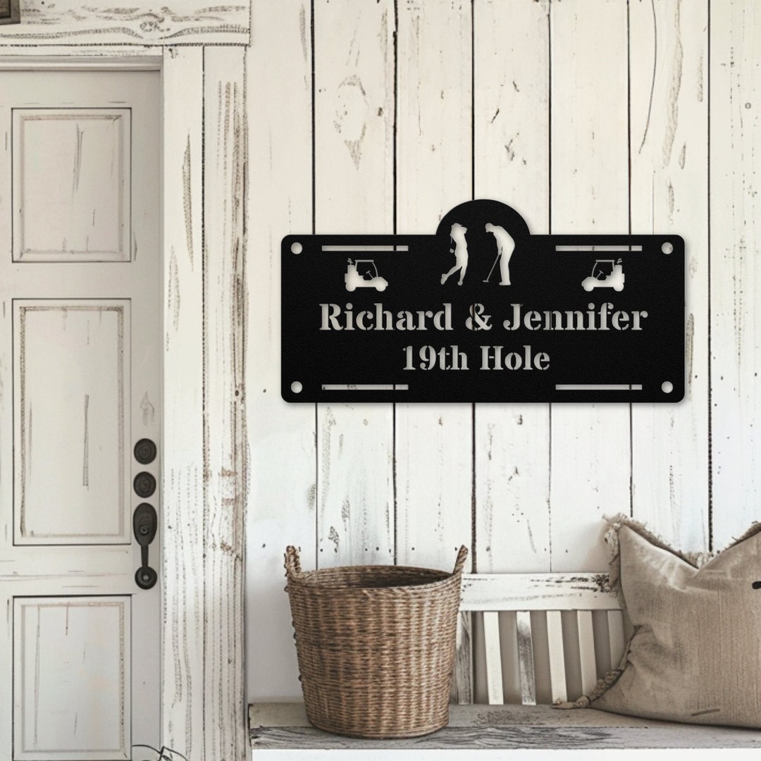 Golf Couple Monogram Housewarming Address Sign Personalized, Custom ...