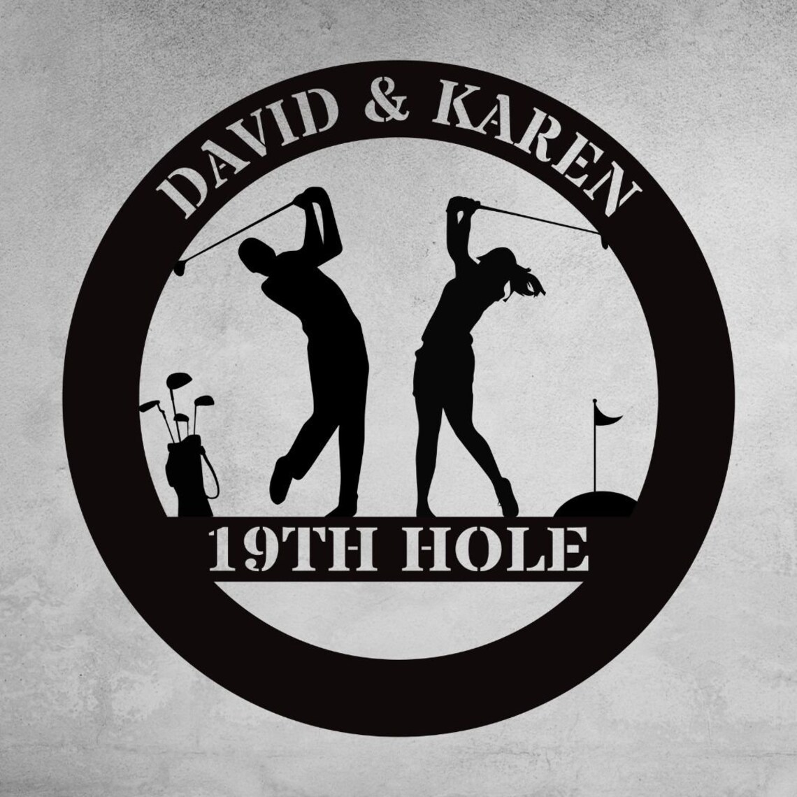 Golf Couple Monogram Sign Art Personalized Custom Name Metal - Etsy