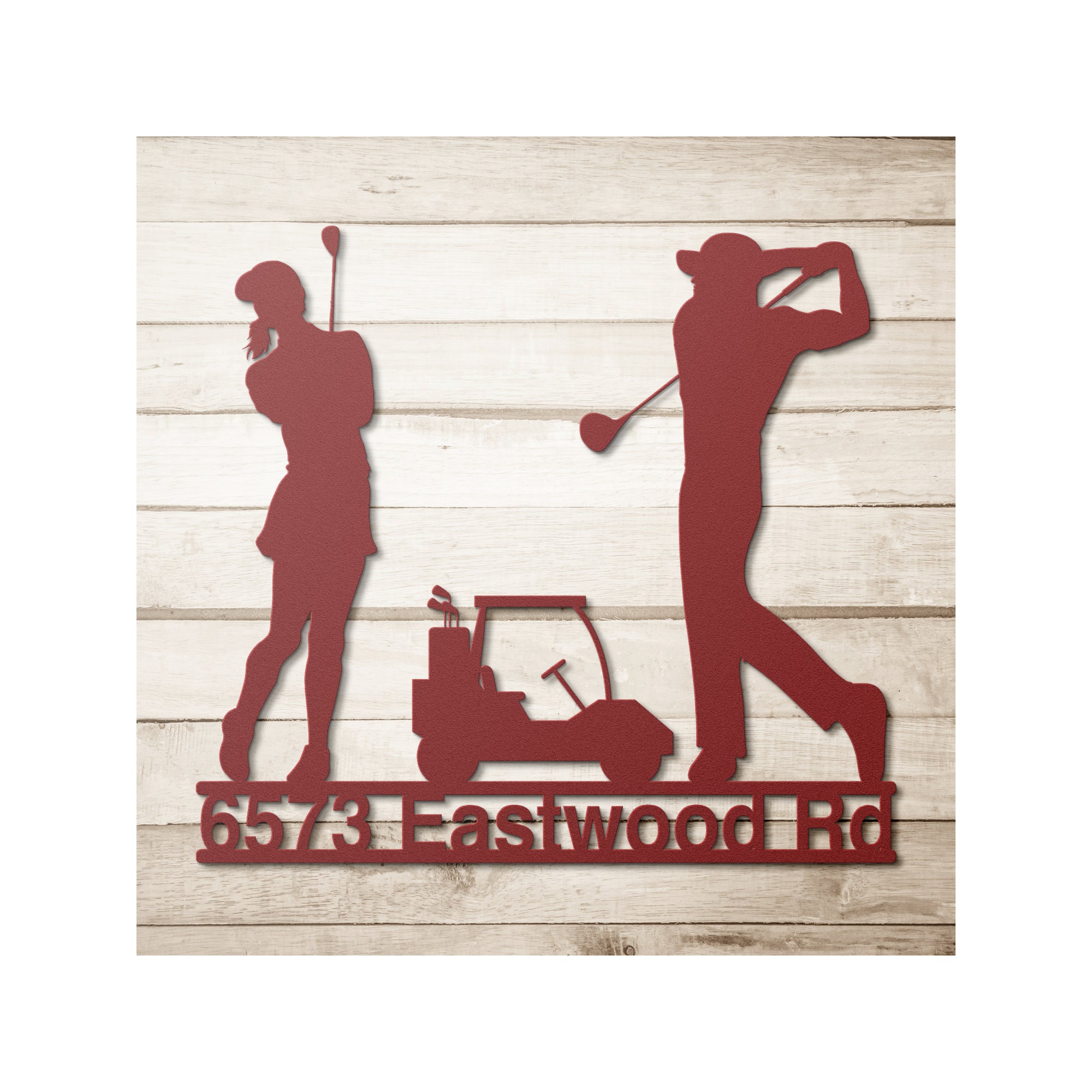 Metal Address Sign, Golf Couple Address Sign, Street Number Sign, - Etsy