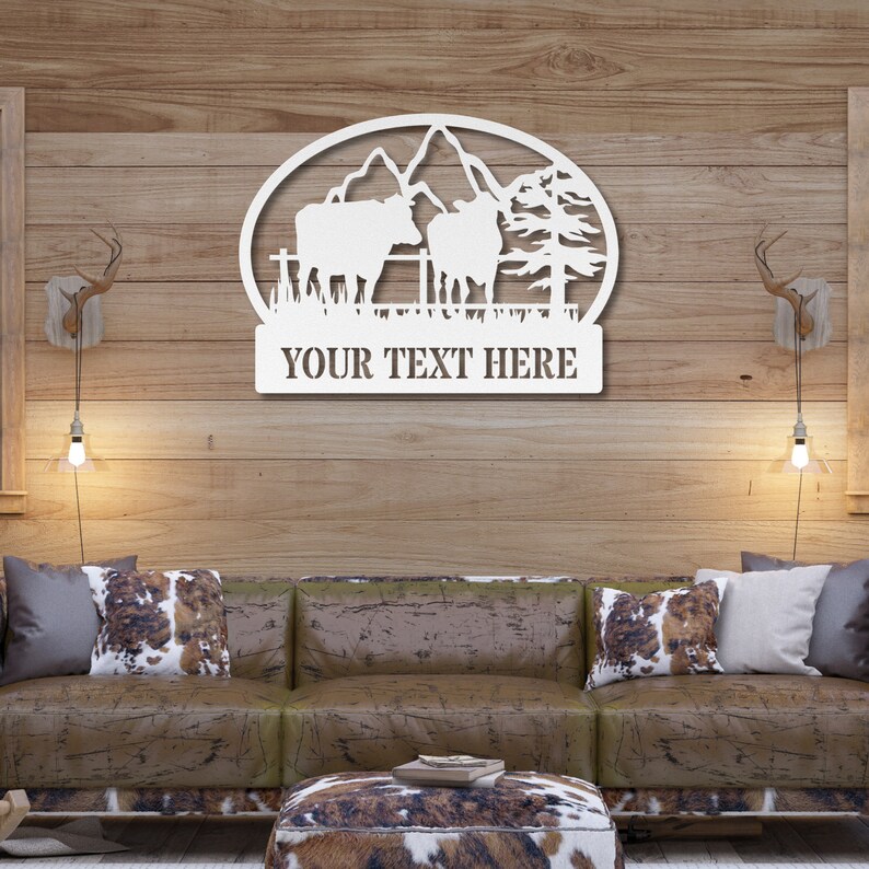Custom Family Name Cattle Ranch Metal Name Sign, Personalized Cattle ...