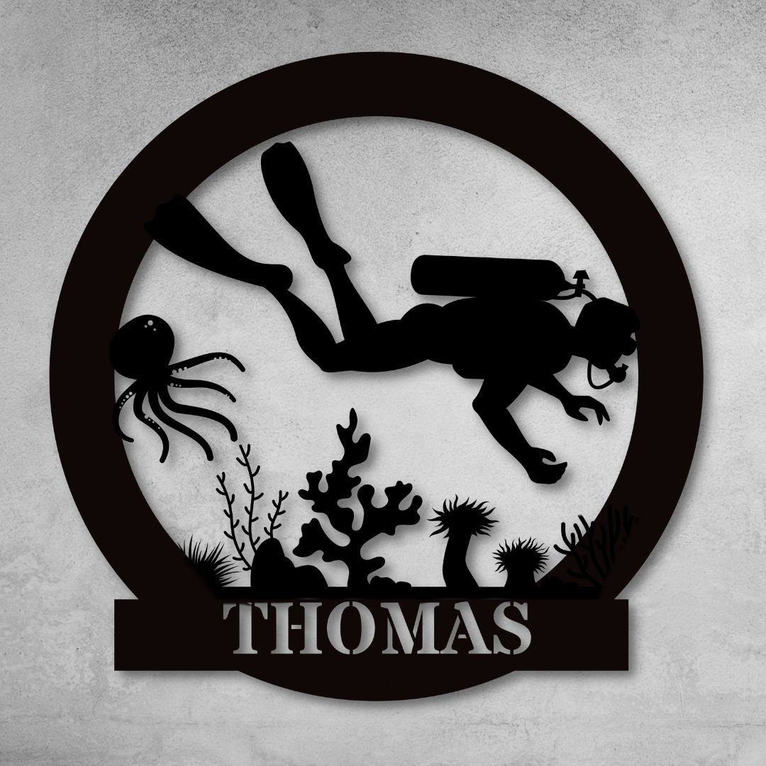 Personalized Scuba Diving Metal Wall Art, Custom Scuba Diving Name Sign ...