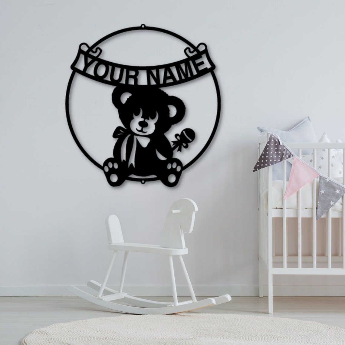 Custom Teddy Banner Monogram Steel Sign - Etsy