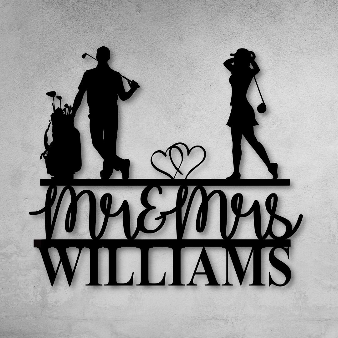 Personalized Golf Couple Wedding Metal Sign, Custom Name Gift for Bride ...