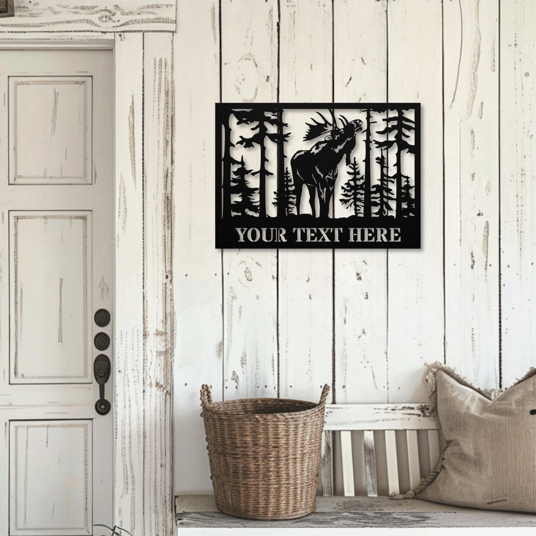 Custom Moose Cabin Metal Sign, Metal Wall Decor, Metal Bear Art, Moose ...