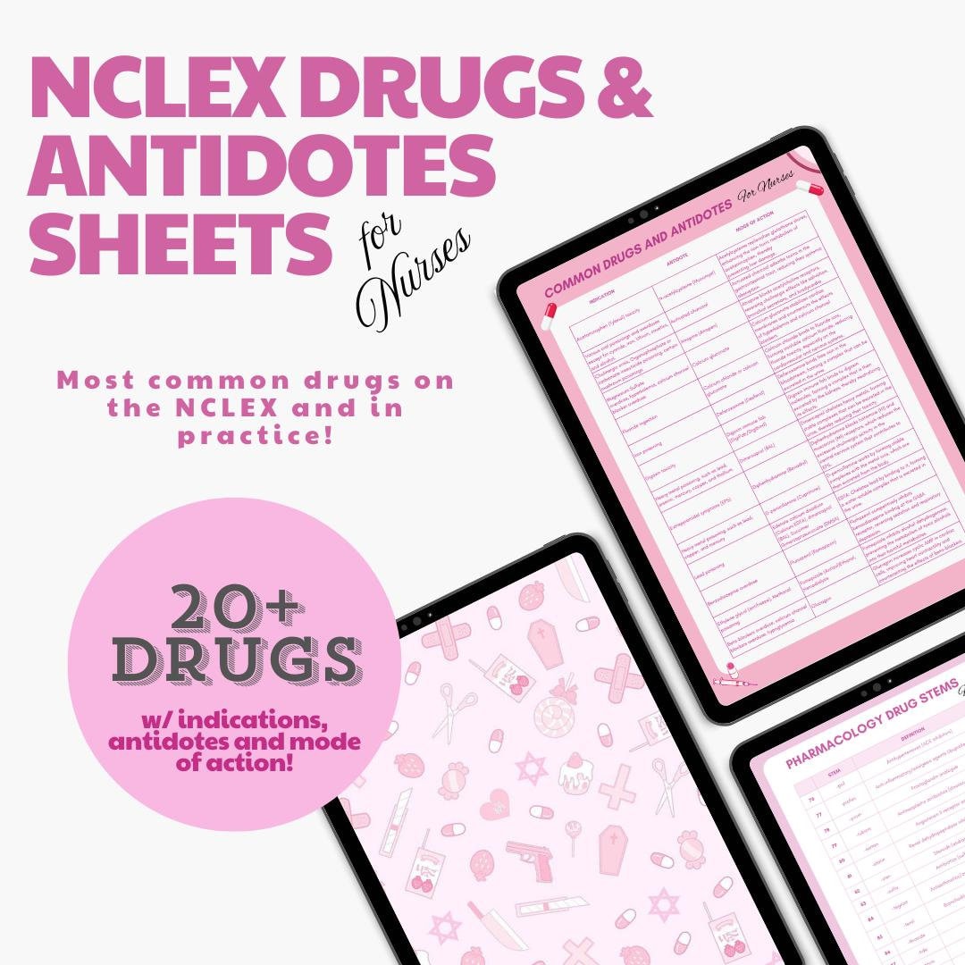 NCLEX Common Drugs and Antidotes for Nursing Students, Nurses, RN, LPN ...
