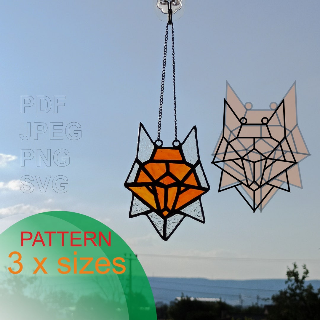 Stained Glass Geometric Fox Pattern, Geometric Fox Stained Glass ...