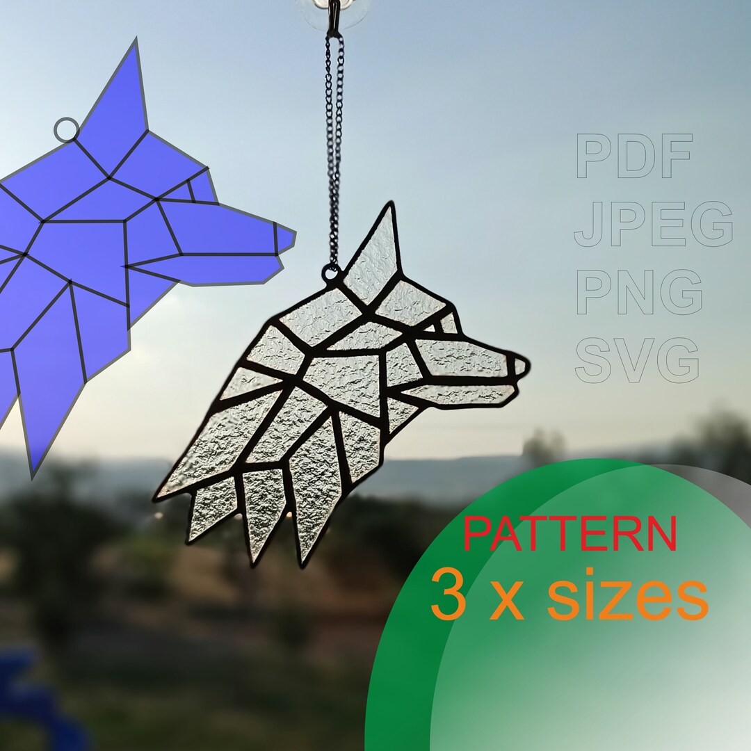 Stained Glass Wolf Pattern, Stained Glass Geometric Animal Patterns ...