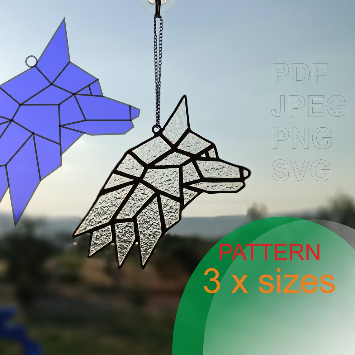 Stained Glass Wolf Pattern, Stained Glass Geometric Animal Patterns ...