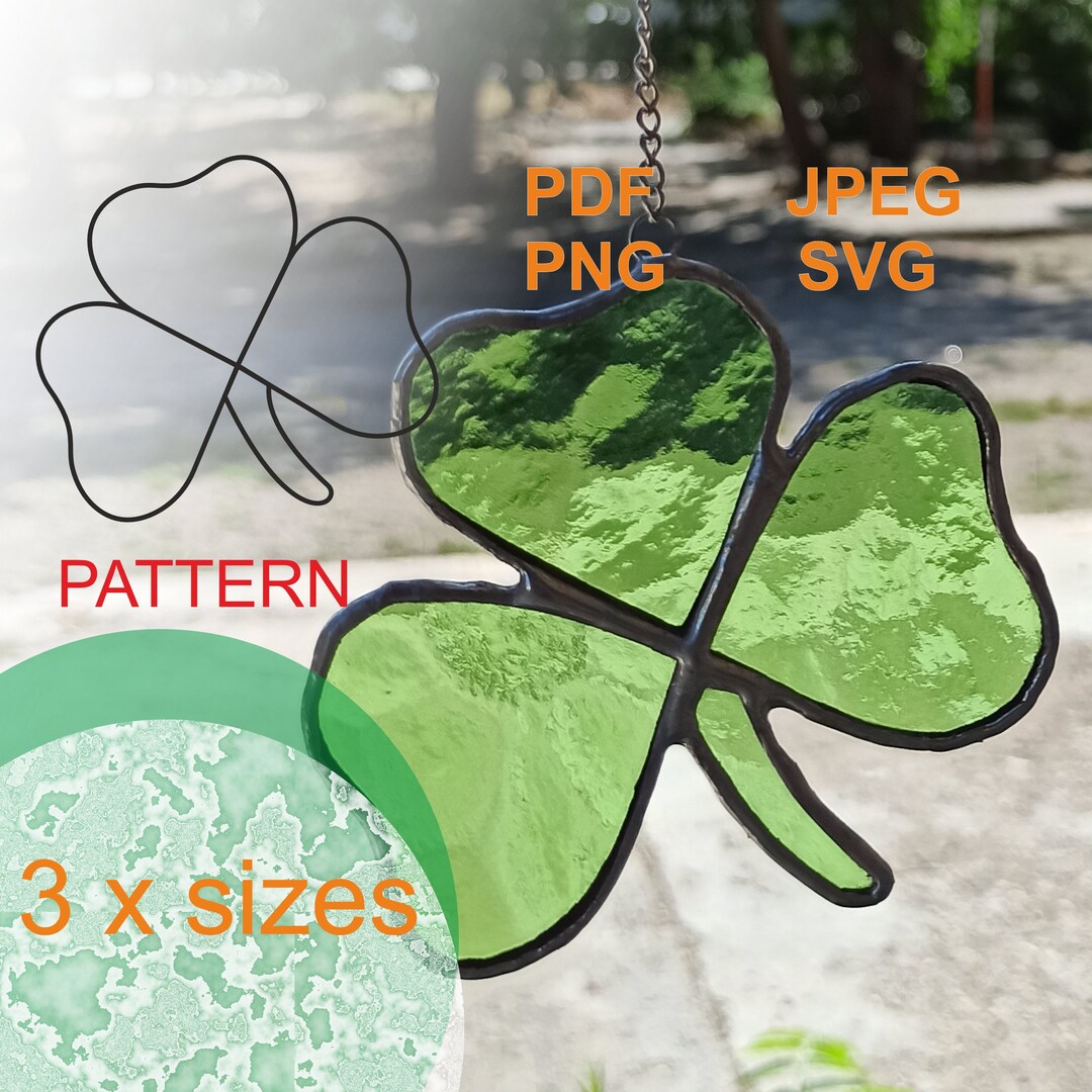 Stained Glass Clover Pattern, 3 Leaf Clover Stained Glass Pattern Pdf ...