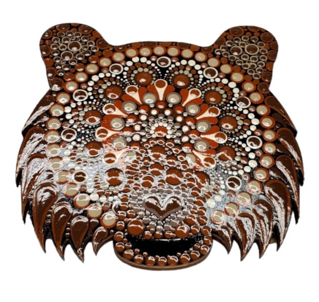 Grizzly Bear Dot Art Mandala Wall Decor Bear Christmas - Etsy