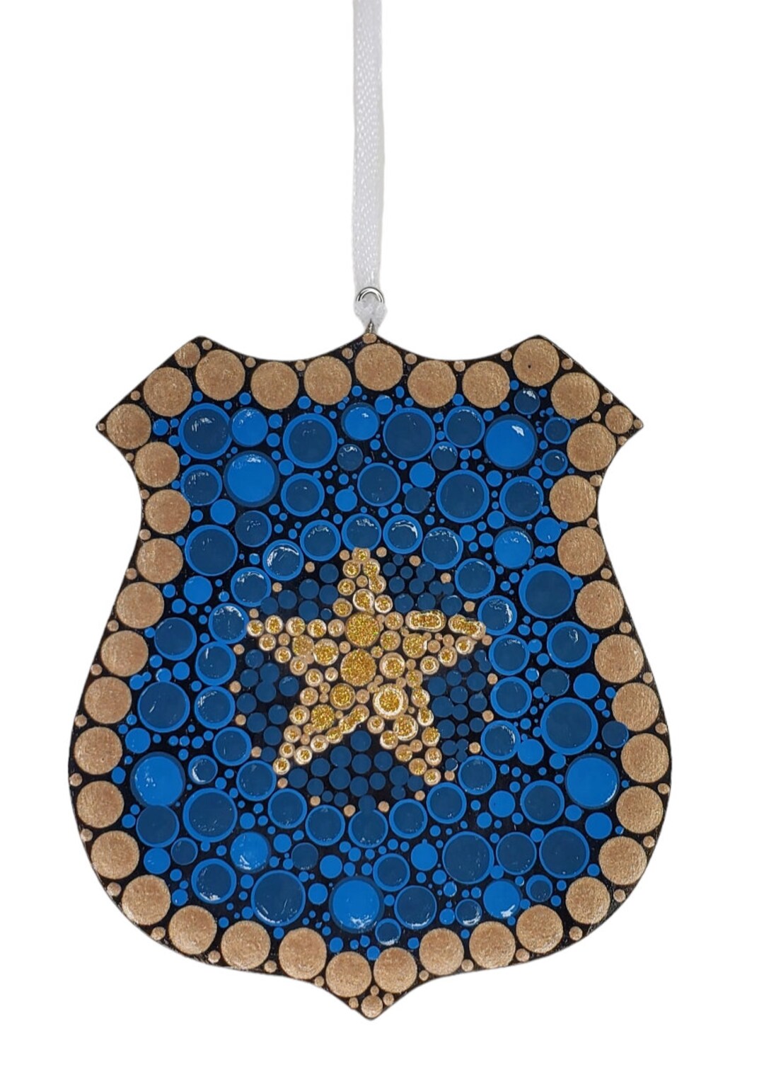 Police Badge Christmas Ornament Madala Dot Art Police Badge Christmas ...