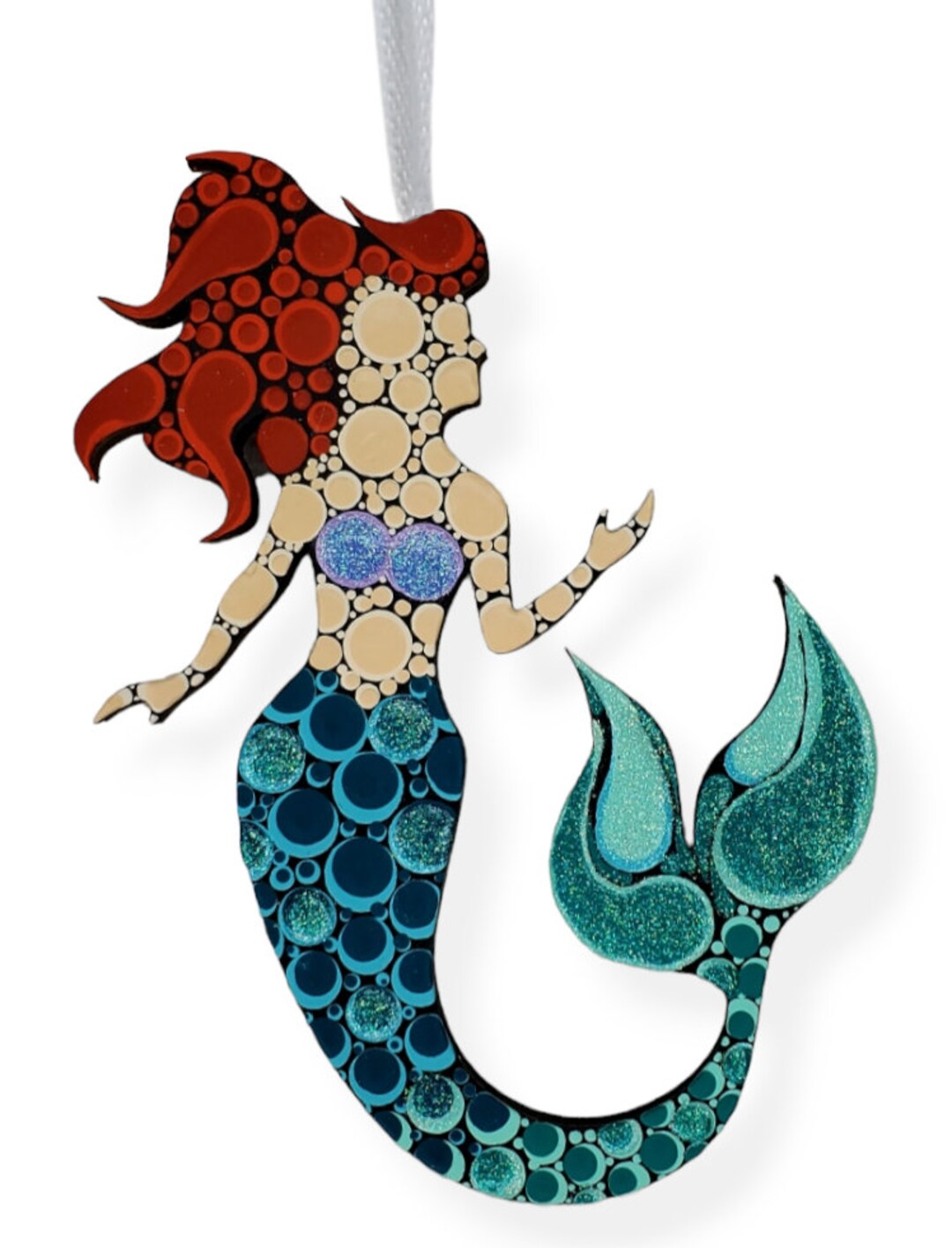 Mermaid Christmas Ornament Dot Art Mermaid Christmas Tree Ornament ...