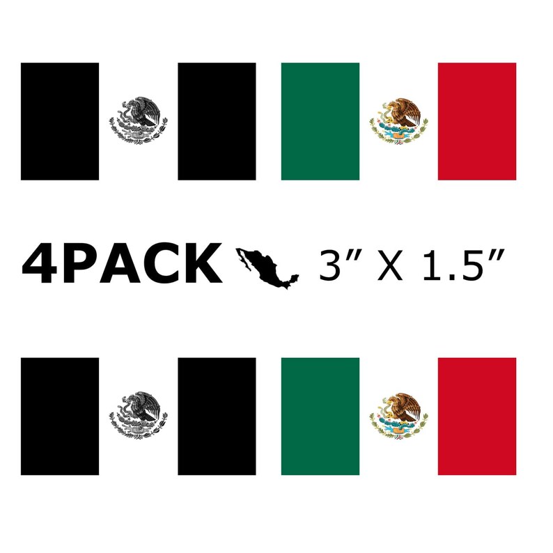 Mexico Flag Decals Mexican Reflective Stickers 4 Pack - Etsy