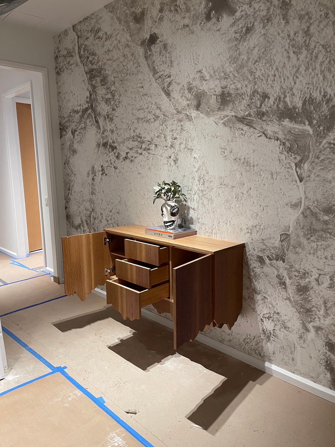 Slatted Floating Console for Modern Living Rooms and Entryways - Etsy