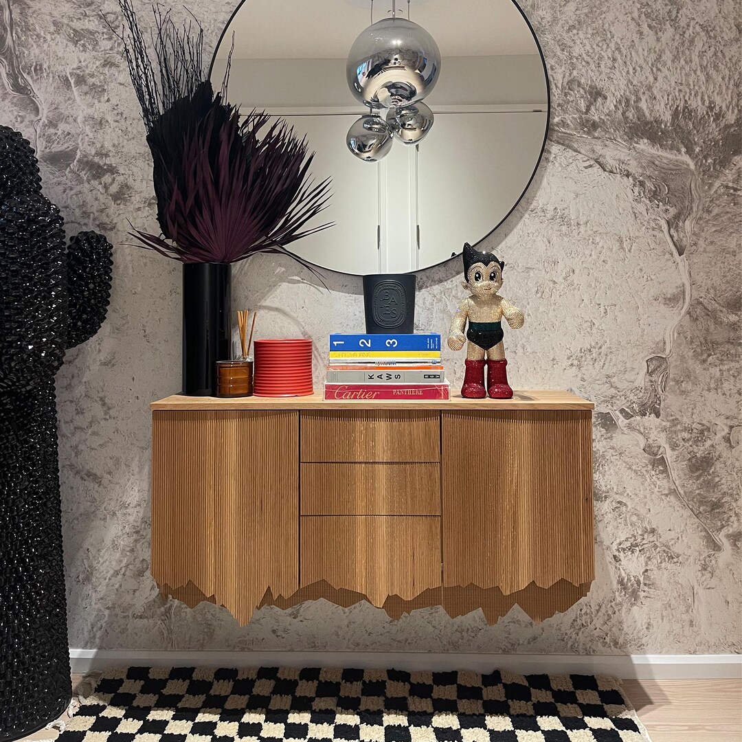 Fluted Floating Console for Modern Living Rooms and Entryways. Made in ...