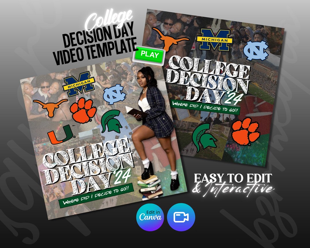 Animated College Decision Day Flyer, Graduation, Senior 2024, Social ...