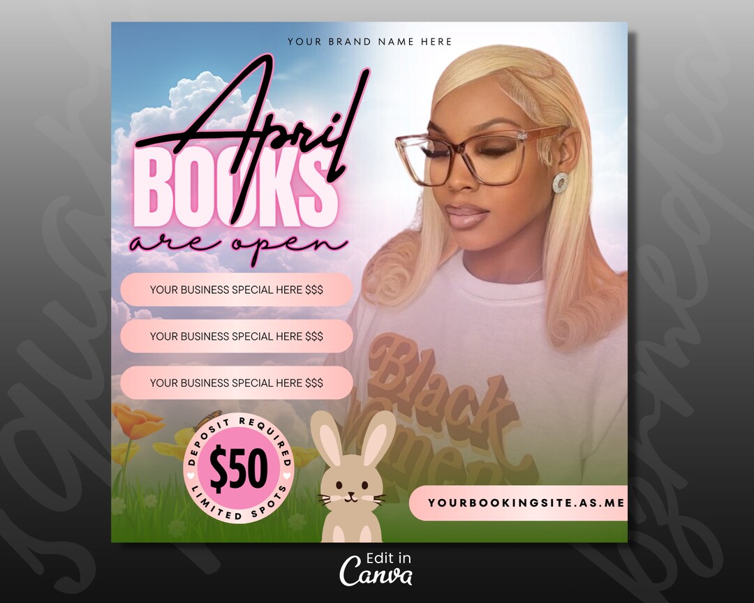 April Booking Flyer, Spring Appointments Available Flyer, April Books ...