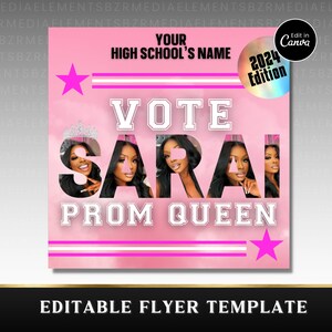 Vote Prom Queen Flyer, Prom Flyer, Vote Prom Campaign Flyer, Class ...