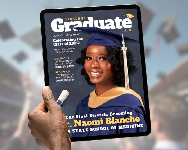 Class of 2026, Graduation Invite, Graduation Magazine Cover, Grad ...