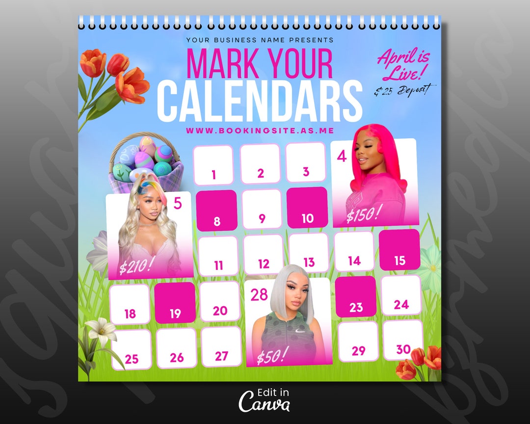 April Booking Flyer, Spring Appointments Available Flyer, April Books ...