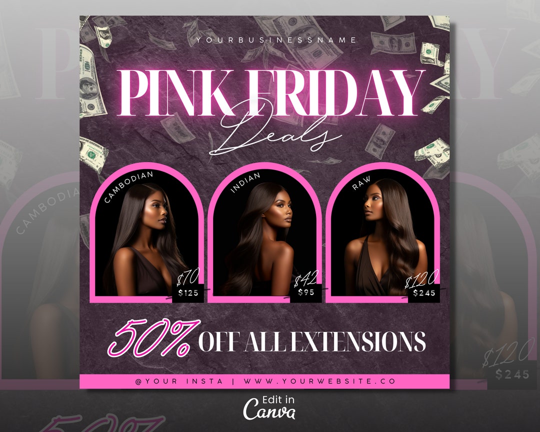 Pink Friday Flyer, Black Friday Template - Etsy