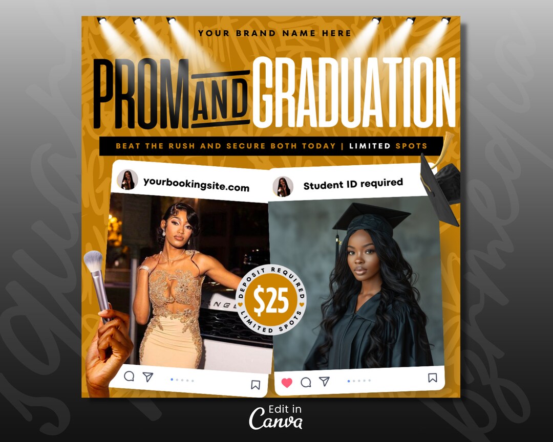 Prom and Graduation Beauty Flyer, Double Book Flyer, MUA Flyer, Prom ...