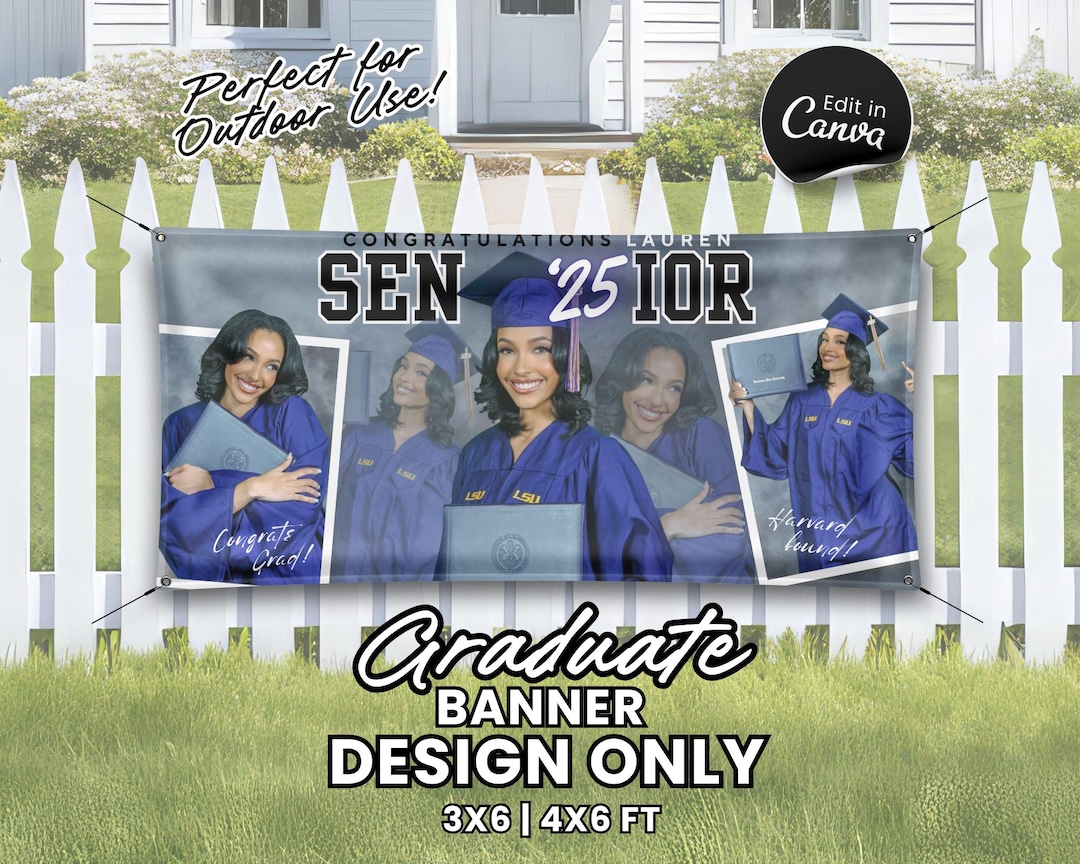 Graduation Vinyl Banner Design, Personalized Grad Flag, 2025 Grad Fence ...