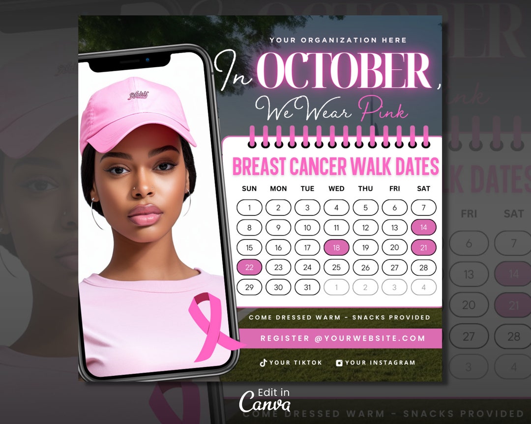 Breast Cancer Walk Run Flyer, Breast Cancer Walk Run Promo, Breast ...