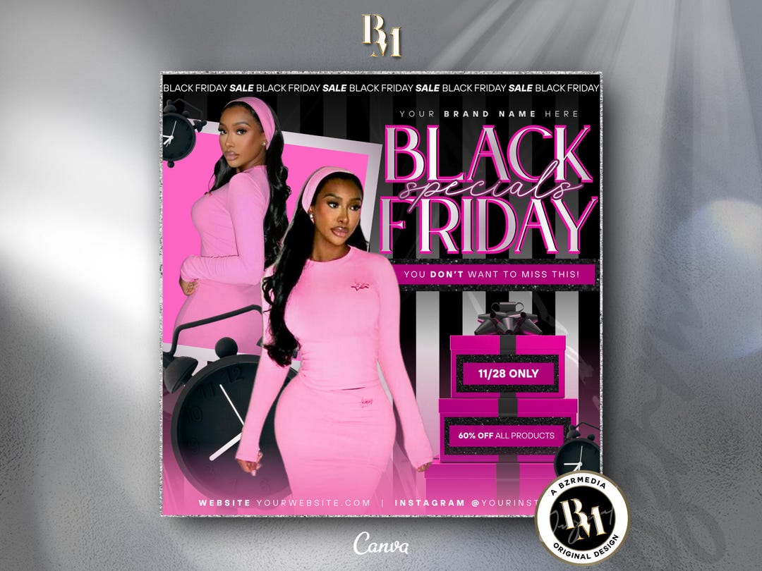 Black Friday Flyer, Pink Friday Template, Hair, Lash, Brow, MUA, Beauty ...