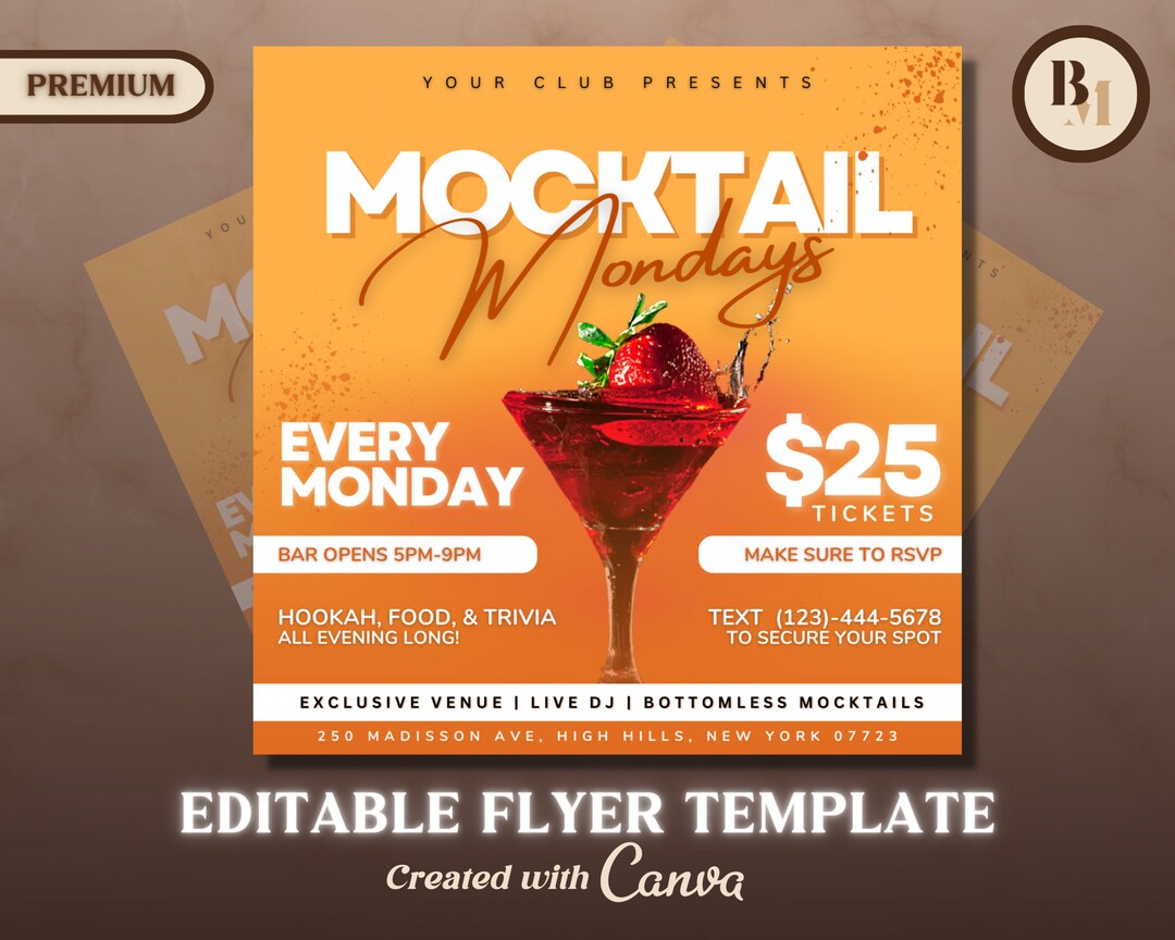 Club Party Flyer Event Flyer Template Mocktails Brunch - Etsy