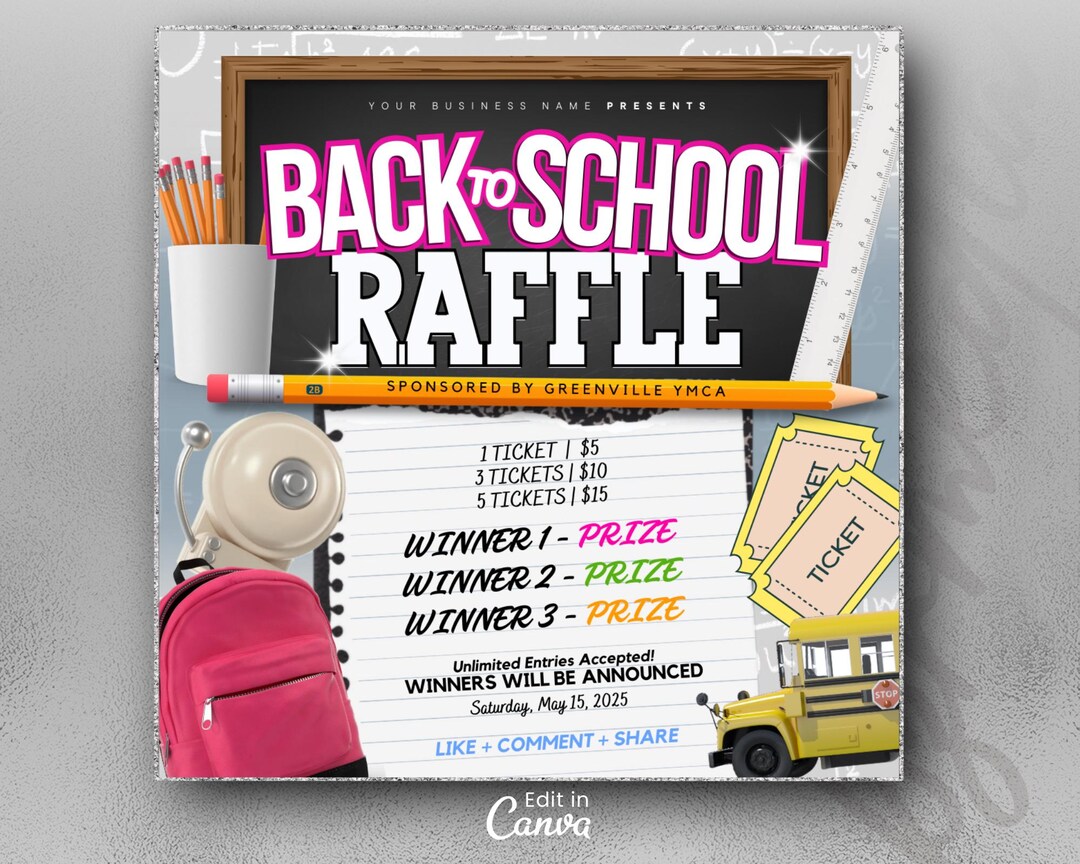 Back to School Raffle Giveaway Flyer, August Raffle Giveaway Flyer ...