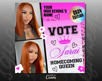 Class Campaign Flyer, Election Flyer Prom Queen Flyer DIY Editable ...