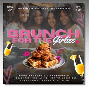 February Galentine Brunch Party Invite Flyer, Valentines Day Brunch ...