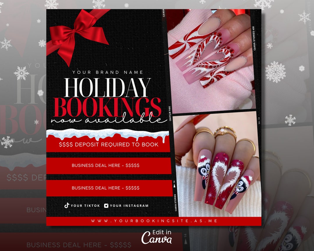 December Booking Flyer, December Nails Flyer, Now Booking December ...