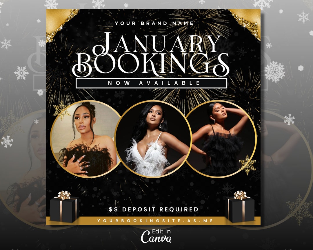 January Booking Flyer, Now Booking January, New Year Flyer - Etsy