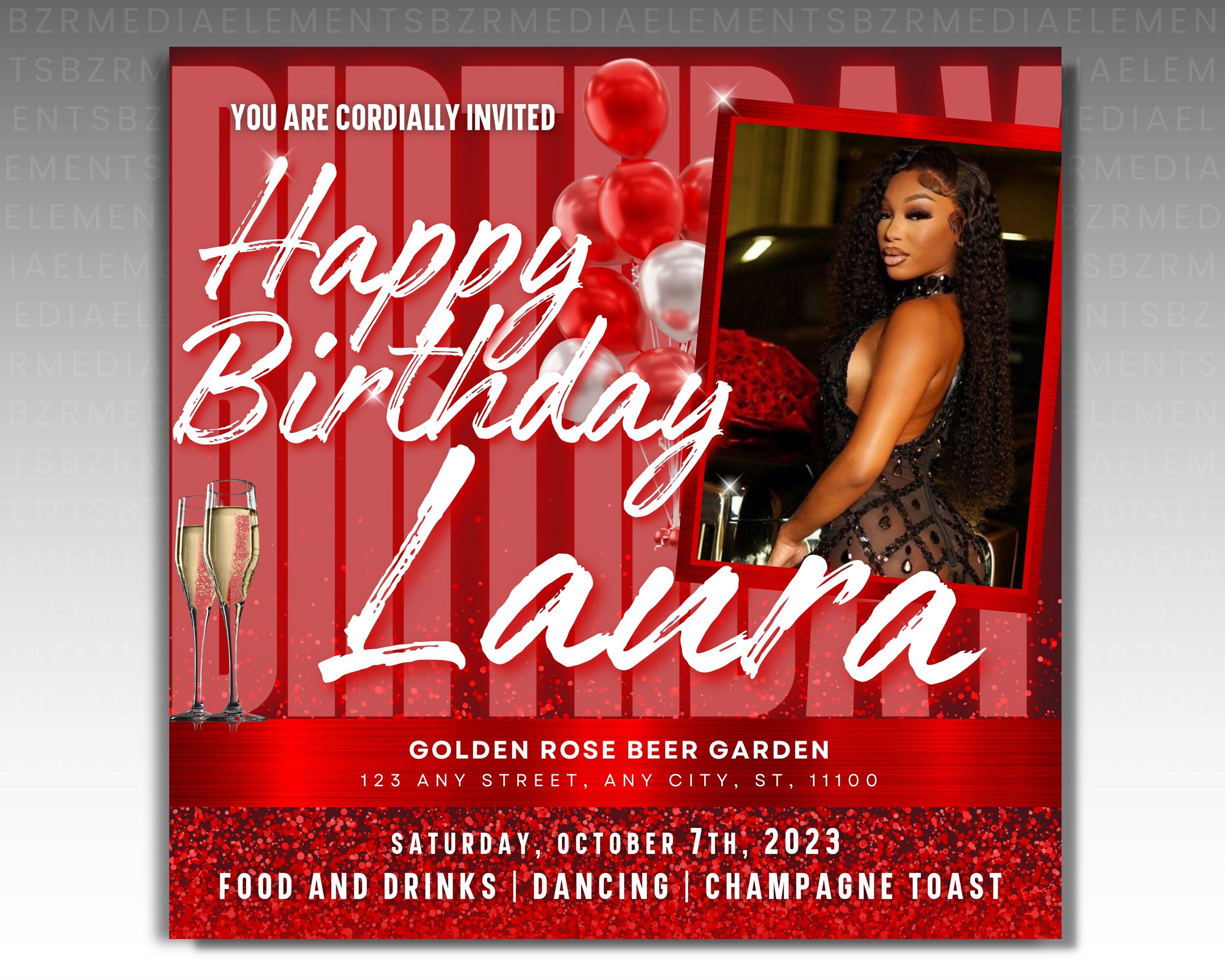 Birthday Party Flyer Template for Canva | DIY Event Flyer | Party Flyer ...