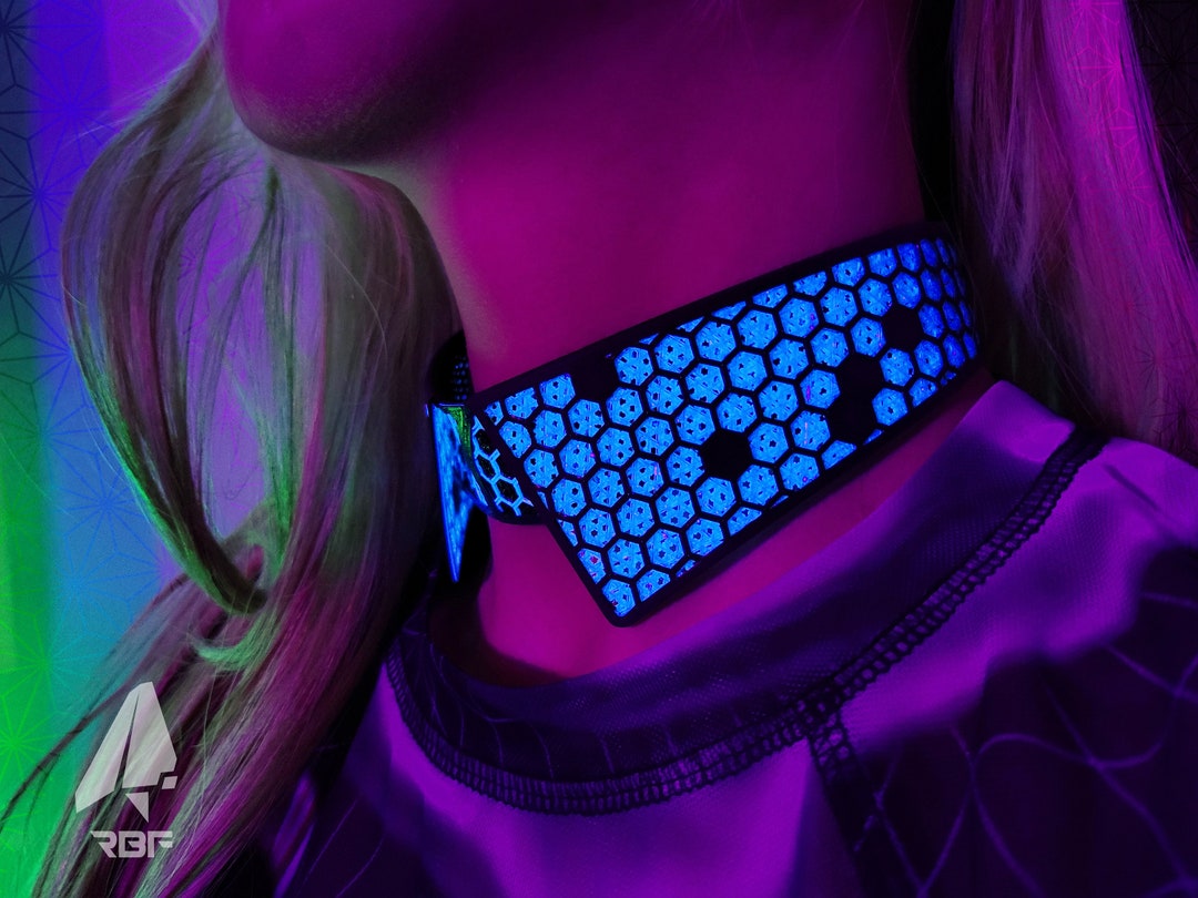Hexin Collar UV Blue - Rubber Ravewear (choker, Necklace, Artwear ...