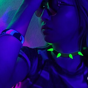Antithesis Black Rubber Spike Choker (UV Reactive, Necklace, Artwear ...