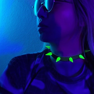 Antithesis Black Rubber Spike Choker (UV Reactive, Necklace, Artwear ...
