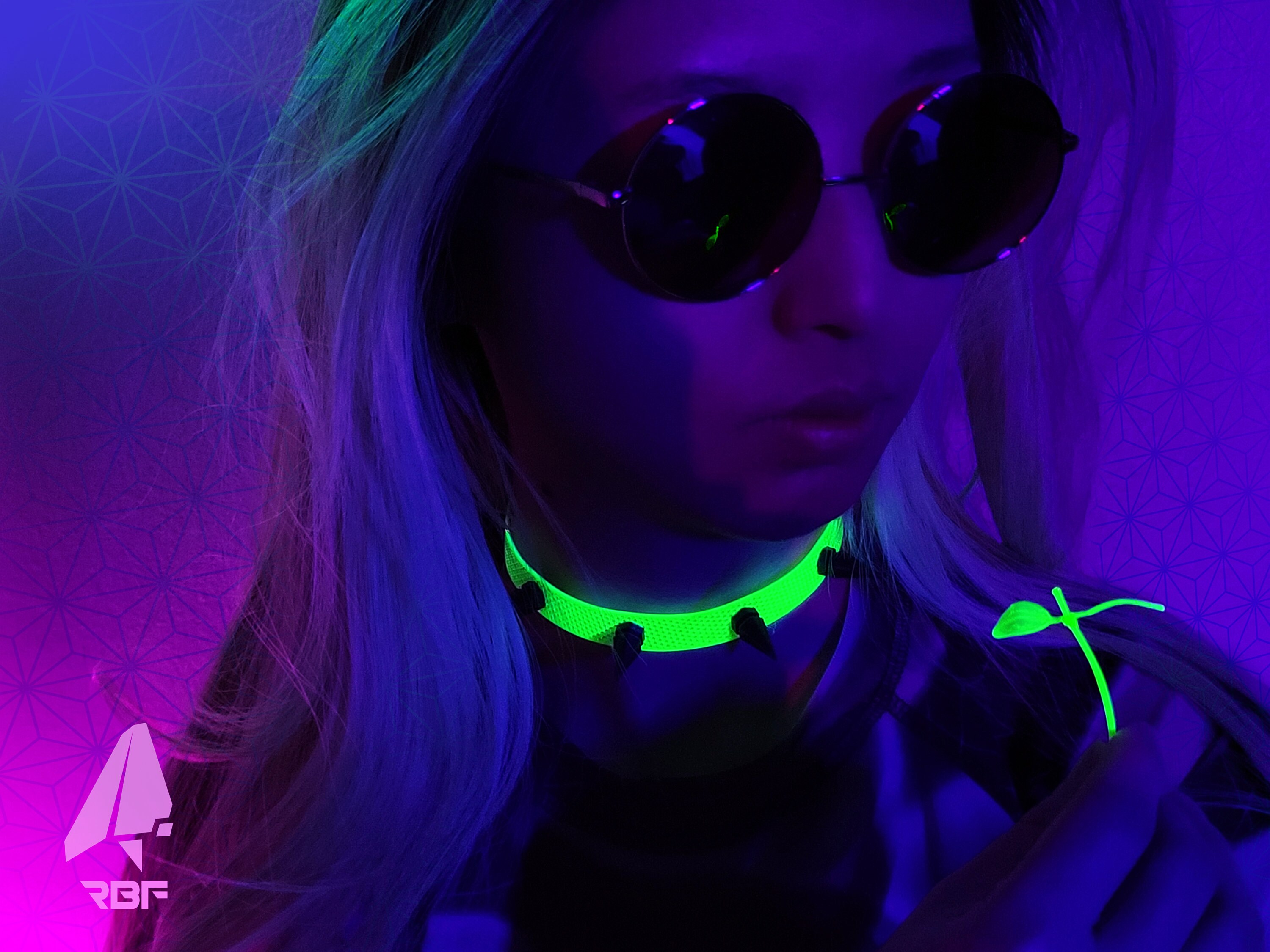 Antithesis Rubber Spike Choker (UV Reactive, Necklace, Artwear, Rave ...