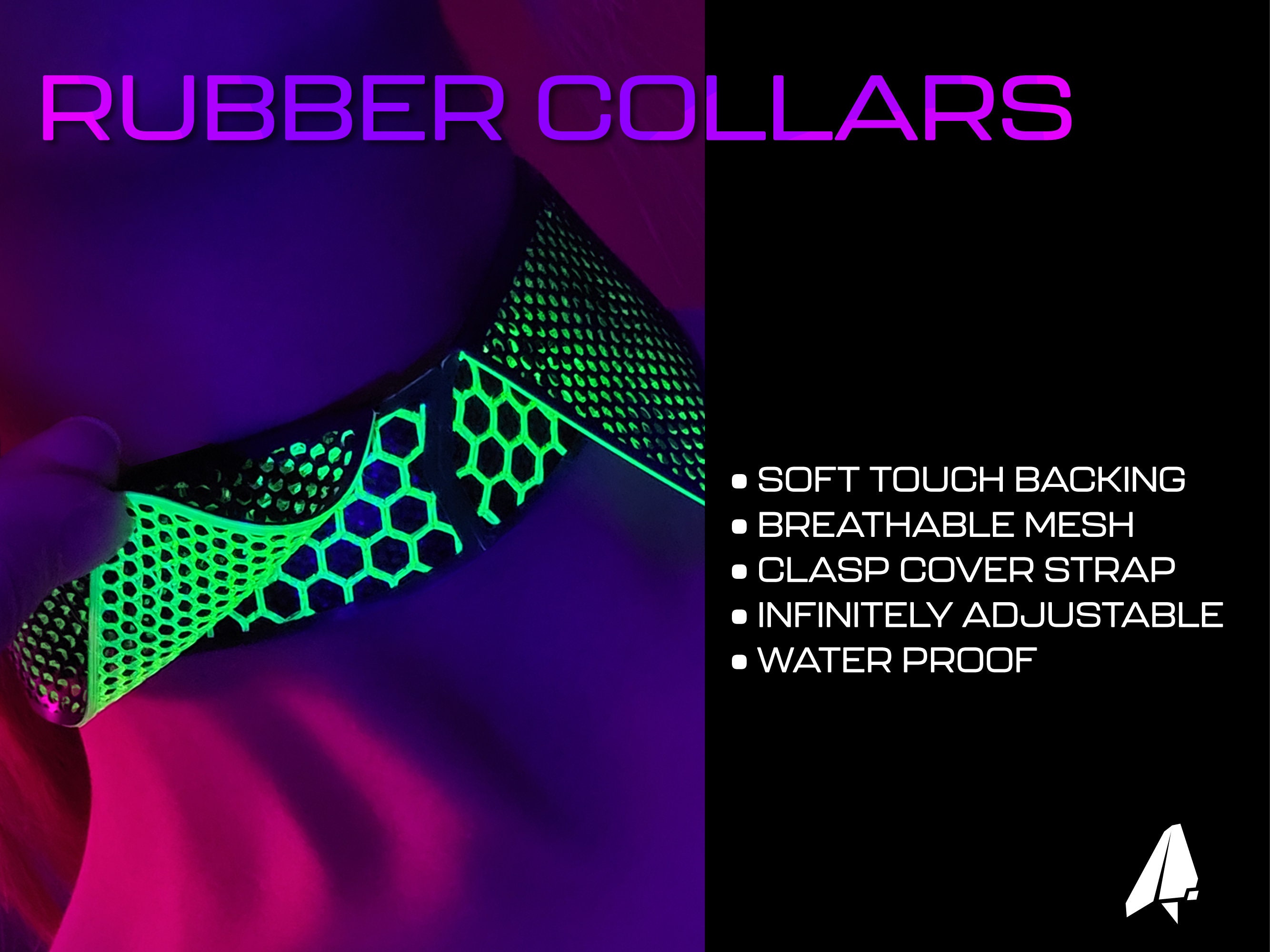 Hexin Collar UV Blue - Rubber Ravewear (choker, Necklace, Artwear ...