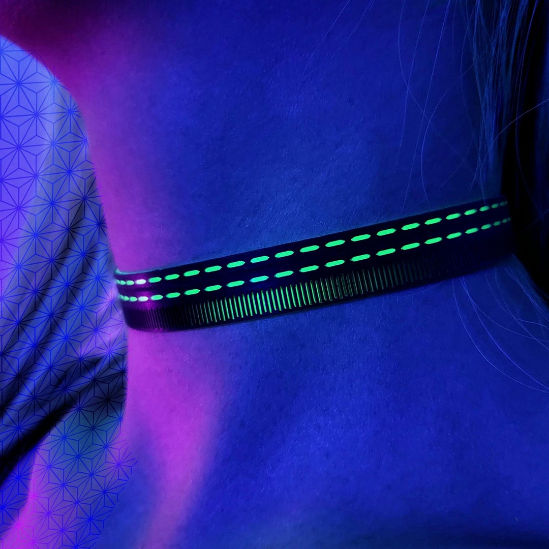 Sew Trippy UV Choker - Rubber Ravewear (necklace, Artwear, Reactive ...